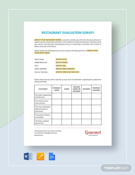 18+ Restaurant Survey Templates – PDF, Word