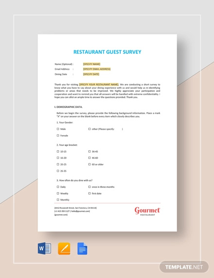 18+ Restaurant Survey Templates – PDF, Word