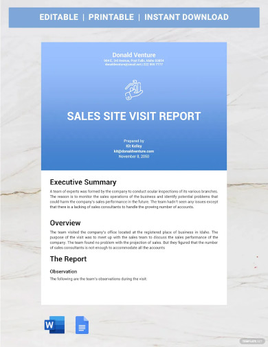 Free 18+ Site Visit Report Templates - MS Word, Google Docs, Pages, PDF