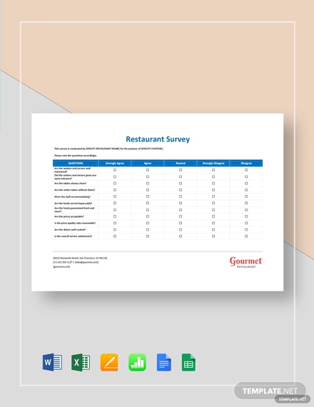 13+ Restaurant Survey Templates – Word, PDF