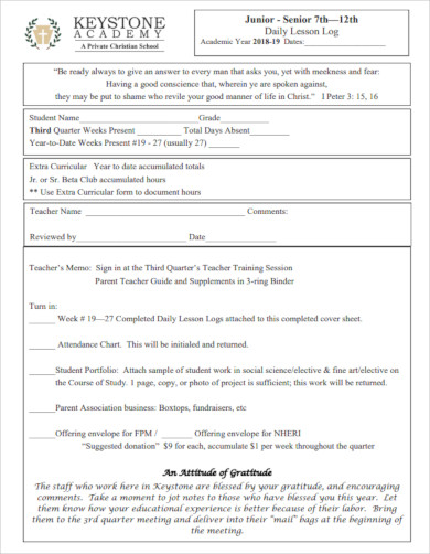 5+ Best Daily Lesson Log Templates - PDF