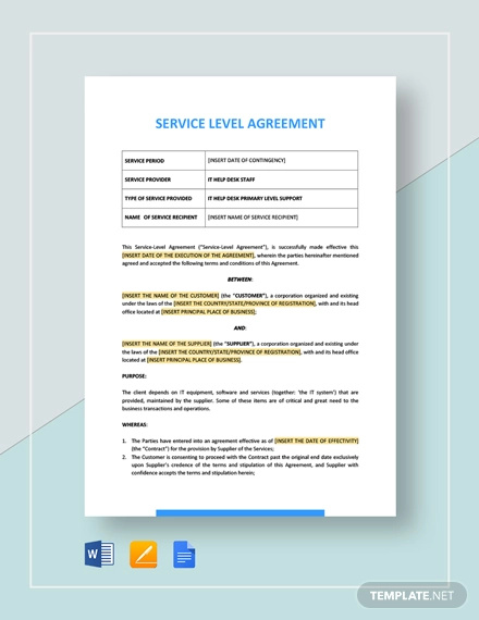Service Level Agreement - 22+ Free PDF, Word, PSD Documents Download