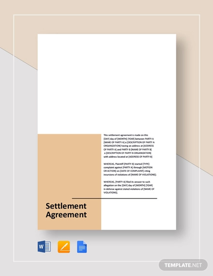 20+ Settlement Agreement Templates - Word, PDF, Pages