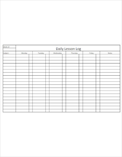 5+ Best Daily Lesson Log Templates - PDF