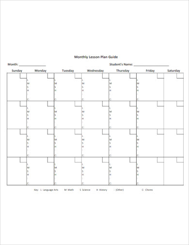 8+ Monthly Lesson Plan Templates - PDF