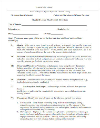 9+ Best College Lesson Plan Templates in MS Word | Google Docs | Apple ...