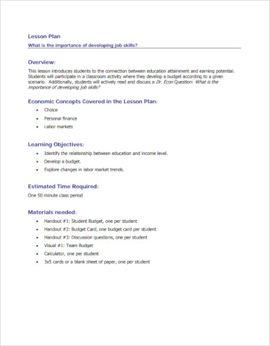 8+ Monthly Lesson Plan Templates - PDF