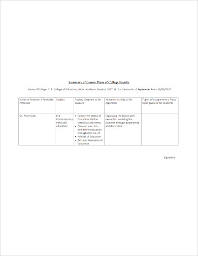 10+ Best Lesson Plan Summary Templates - PDF