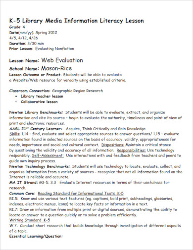 17 Best Lesson Evaluation Templates PDF
