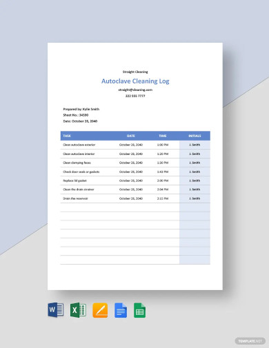 Cleaning Log Templates - PDF