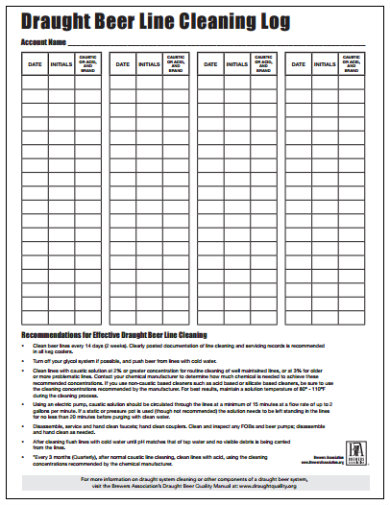 Cleaning Log Templates - PDF