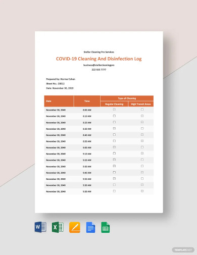 Cleaning Log Templates - PDF