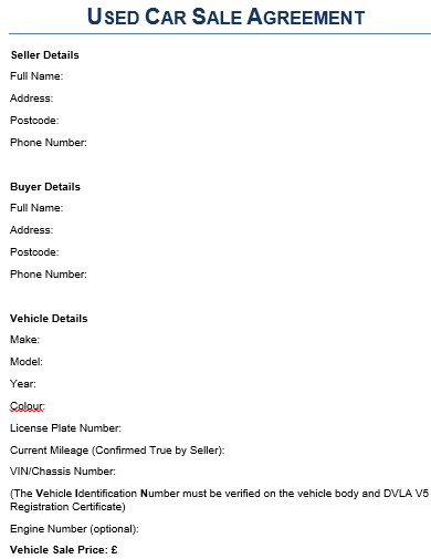 6+ Car Sale Agreement Templates in PDF | Word | Pages | Google Docs