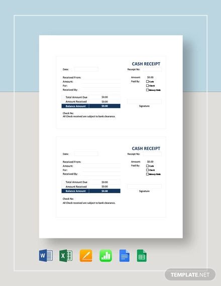 Cash Receipt Template - 21+ Word, Excel Documents Download