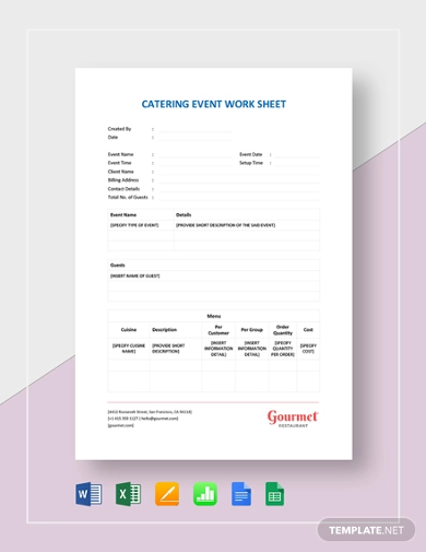 10+ Catering Worksheet Templates - PDF, DOC
