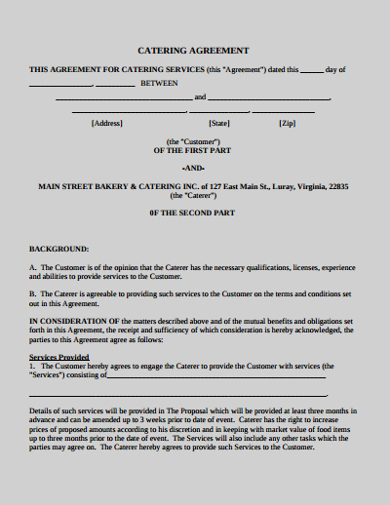 11+ Catering Service Agreement Template - PDF