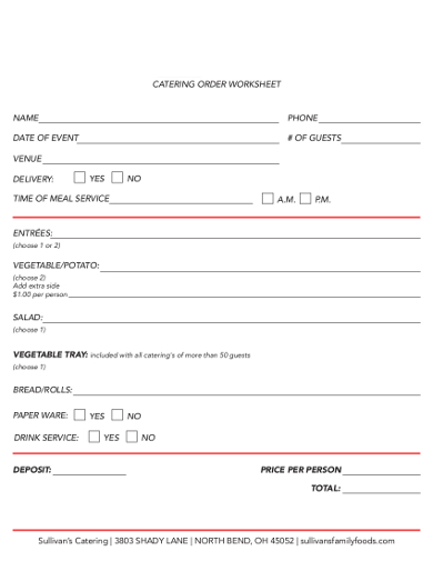 10+ Catering Worksheet Templates - PDF, DOC