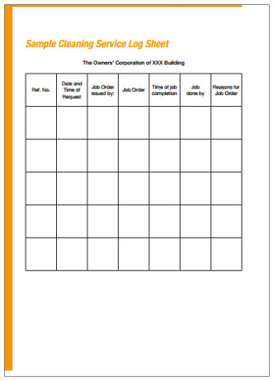 Cleaning Log Templates - PDF