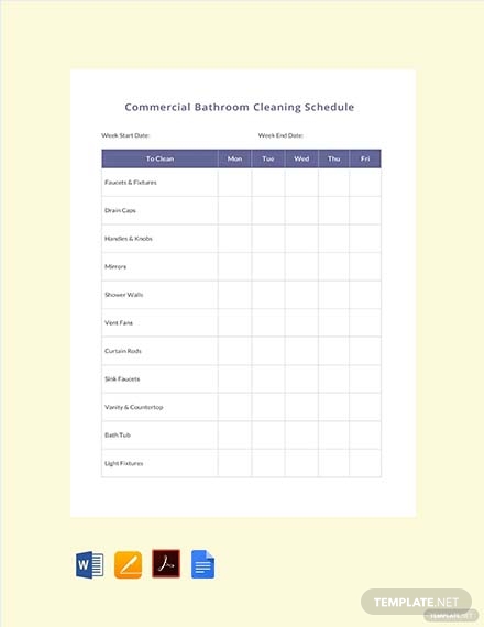 10+ Bathroom Cleaning Schedule Templates - Google Docs, Google Sheets ...