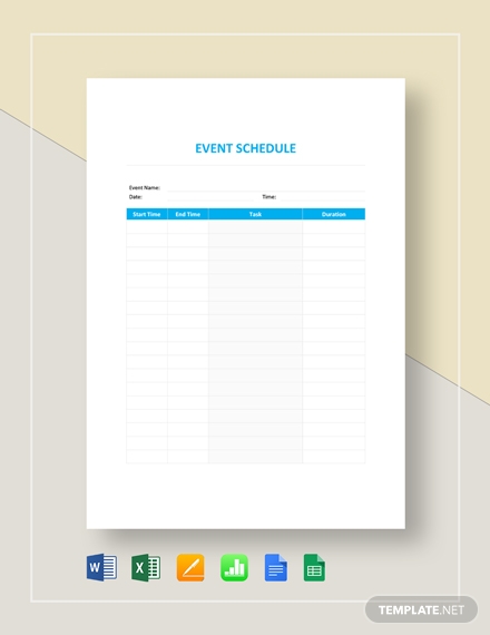 Event Schedule Templates - Google Docs, Google Sheets, MS Excel, MS ...