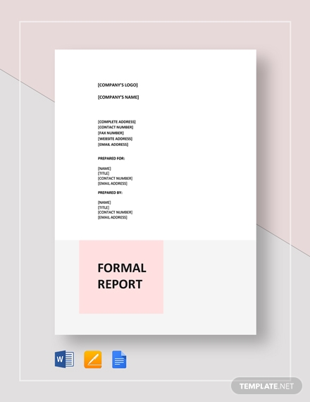 10+ Formal Report Templates - MS Word, PDF, Publisher