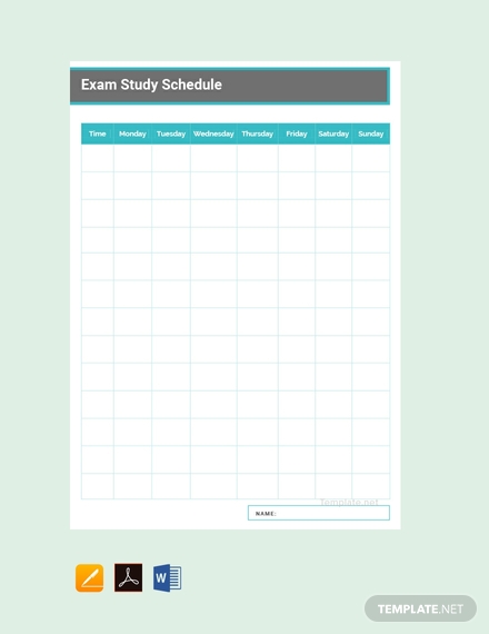 13+ Study Schedule Templates - Google Docs, Google Sheets, MS Excel, MS ...