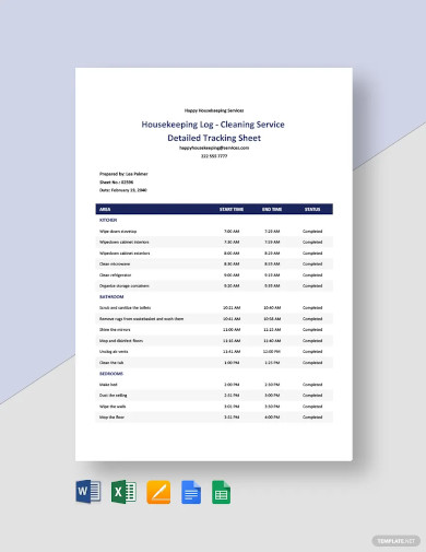 Cleaning Log Templates - PDF