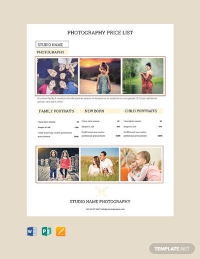 15 Photography Price List Templates Word PDF Publisher PSD InDesign