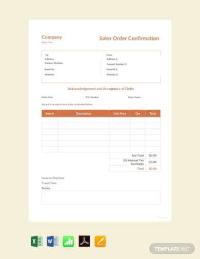 7+ Sales Order Templates - Google Docs, Google Sheet, Excel, Word ...