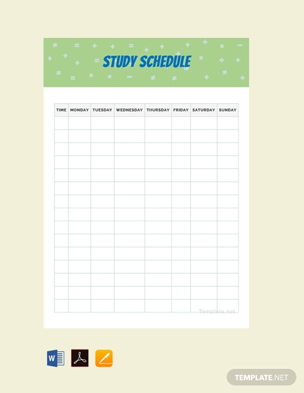 13+ Study Schedule Templates - Google Docs, Google Sheets, MS Excel, MS ...