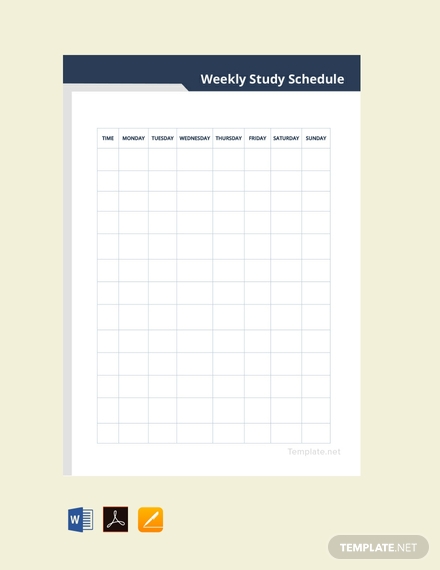 13+ Study Schedule Templates - Google Docs, Google Sheets, MS Excel, MS ...