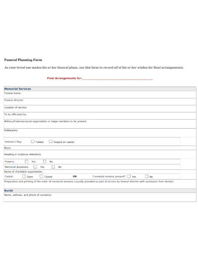11+ Funeral Planner Templates in PDF | Word | PSD