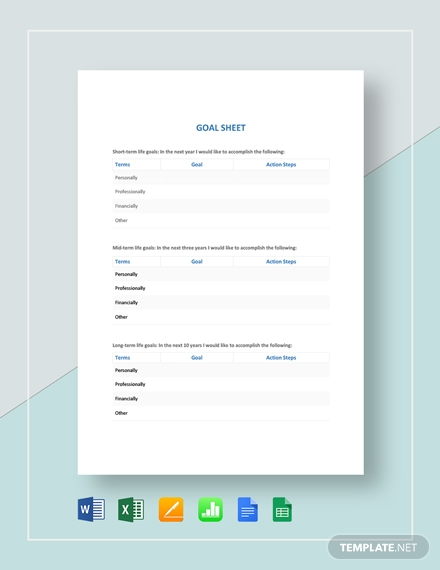 18+ Goal Sheet Templates - Google Docs, MS Word, Pages Google Sheets ...