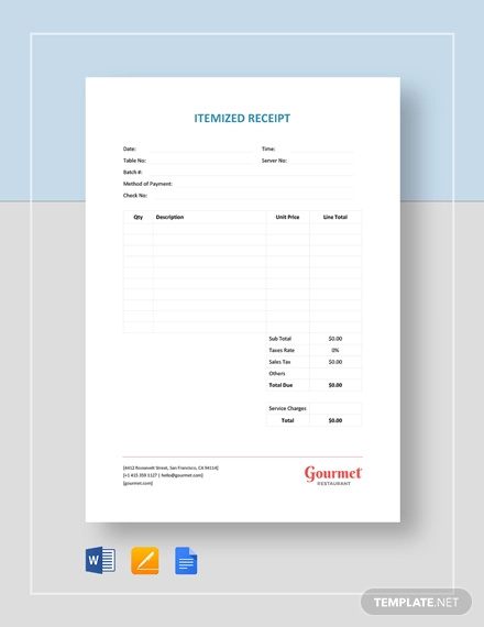 5+ Itemized Receipt Templates -DOC, Excel, PDF