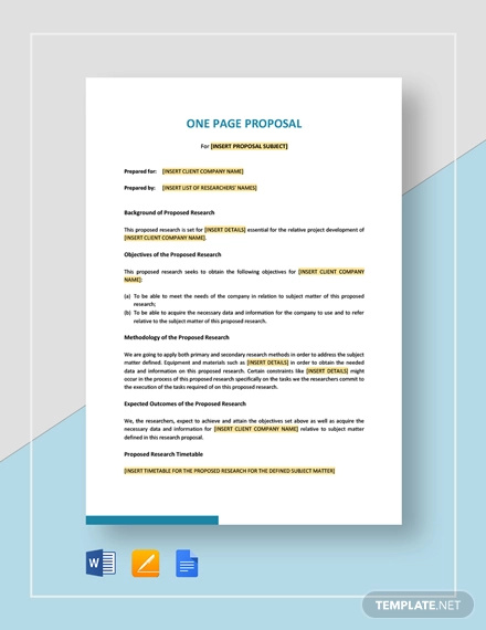6 How To Write A One Page Proposals Templates PDF Word Free Premium Templates