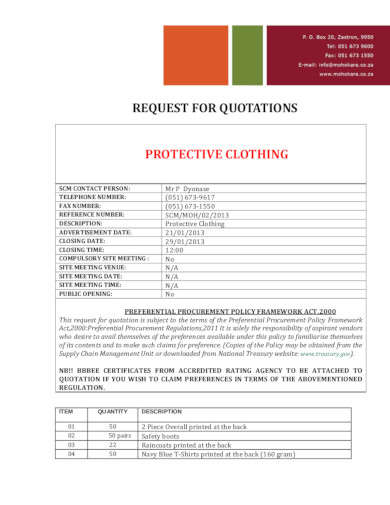 13 Clothing Quotation Templates In PDF