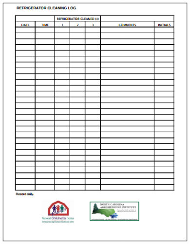 Cleaning Log Templates - PDF