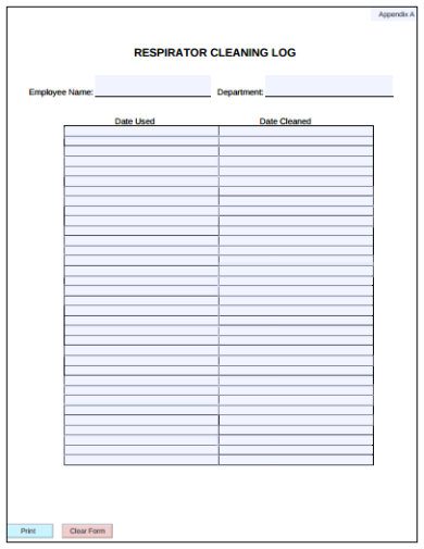 Cleaning Log Templates - PDF