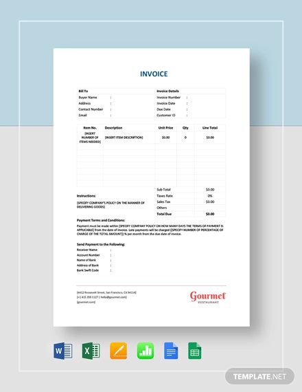 48+ Blank Invoice Templates - AI, PSD, Google docs, Apple Pages
