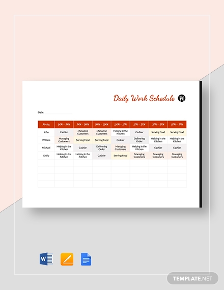 Restaurant Schedule Template - 18+ Free Excel, Word Documents Download