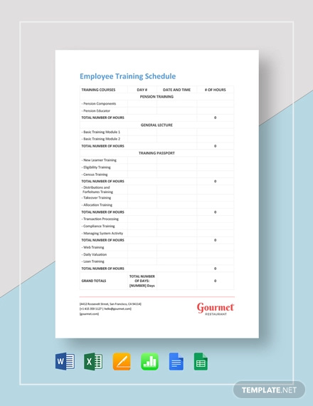 14+ Employee Training Schedule Template - Word, PDF, Google Docs, Apple ...