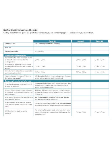 9 Roofing Quotation Templates In PDF