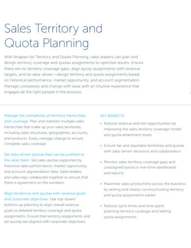 5 Sales Territory Plan Templates PDF Docs