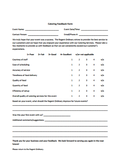 5+ Catering Feedback Form Templates - PDF