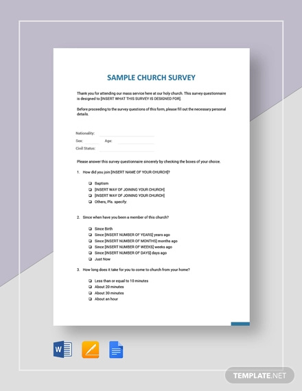 14+ Church Survey Templates – PDF, Word