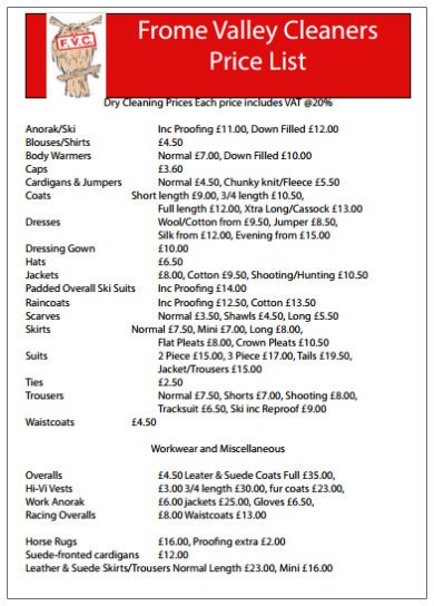 Cleaning Price List Templates PDF