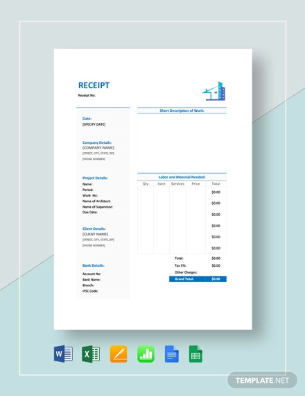 12+ FREE Construction Receipt Templates - DOC, PDF