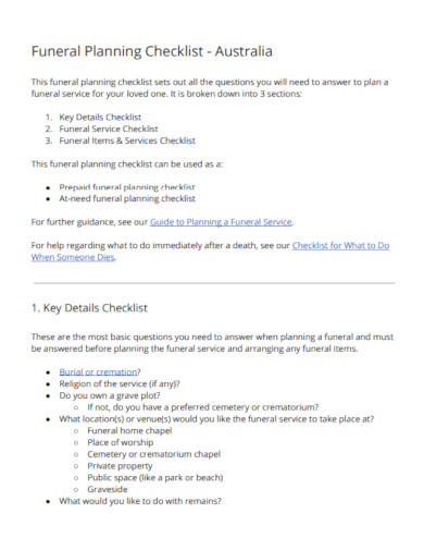 15+ Funeral Checklist Templates in PDF | Word | XLS
