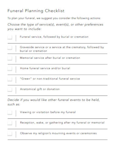15+ Funeral Checklist Templates in PDF | Word | XLS