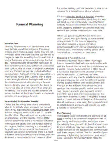 11+ Funeral Planner Templates in PDF | Word | PSD
